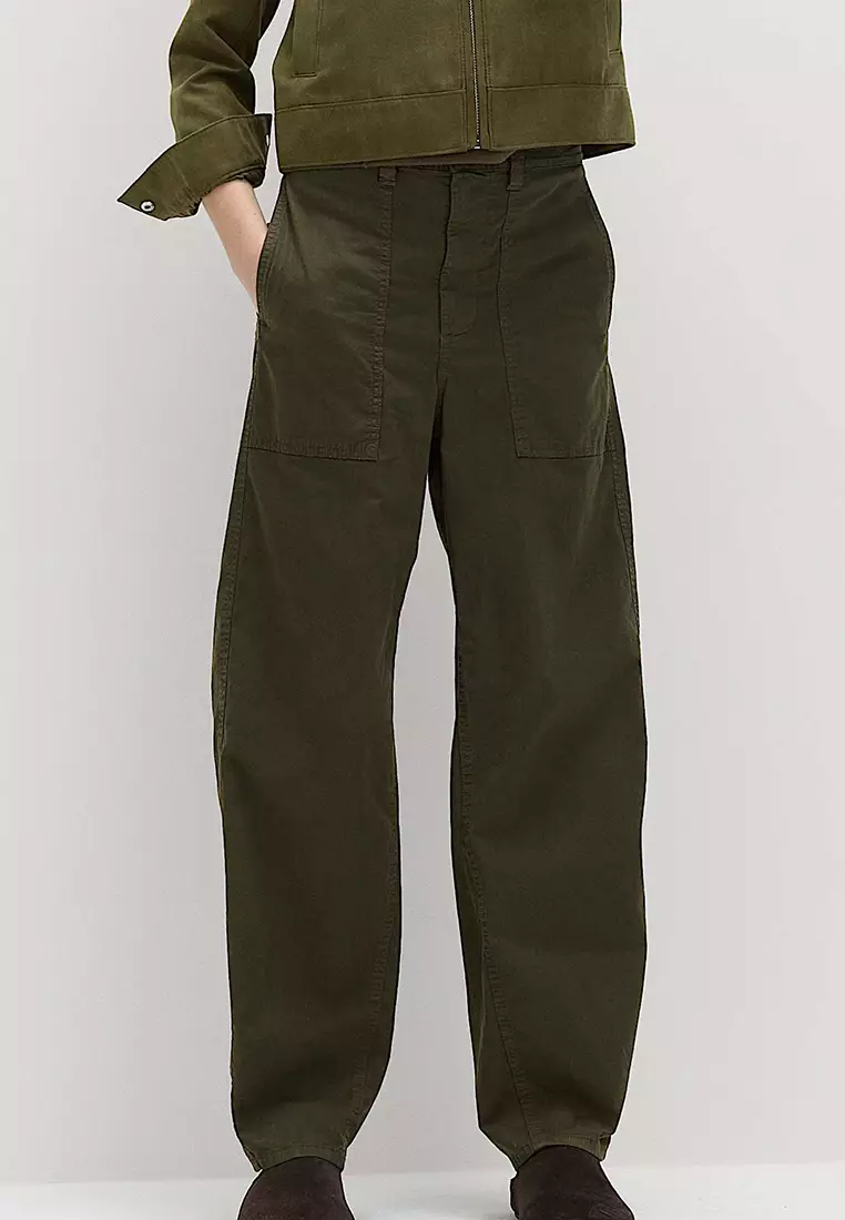 Jual Marks & Spencer Cotton Rich Barrel Leg Trousers Original 2026 ...