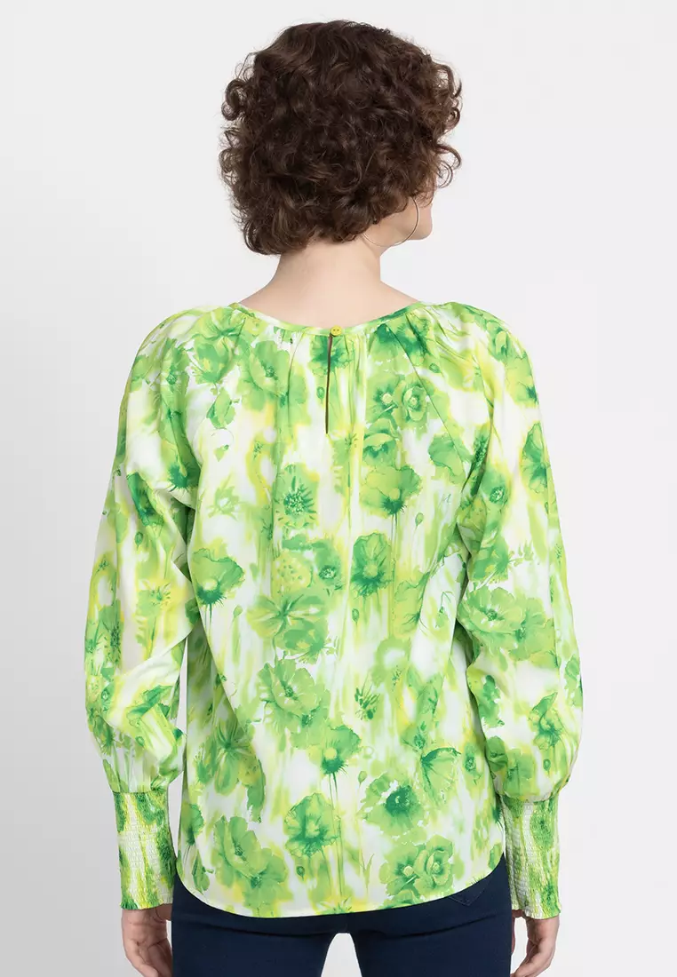 Buy Shaye Green Floral Crepe Blouse 2025 Online | ZALORA