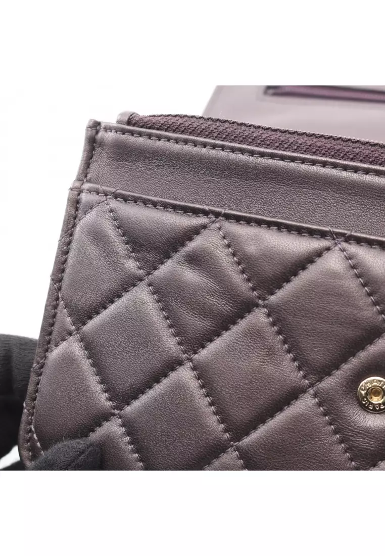 Buy CHANEL Pre-Loved Chanel matelasse chain wallet lambskin purple gold ...