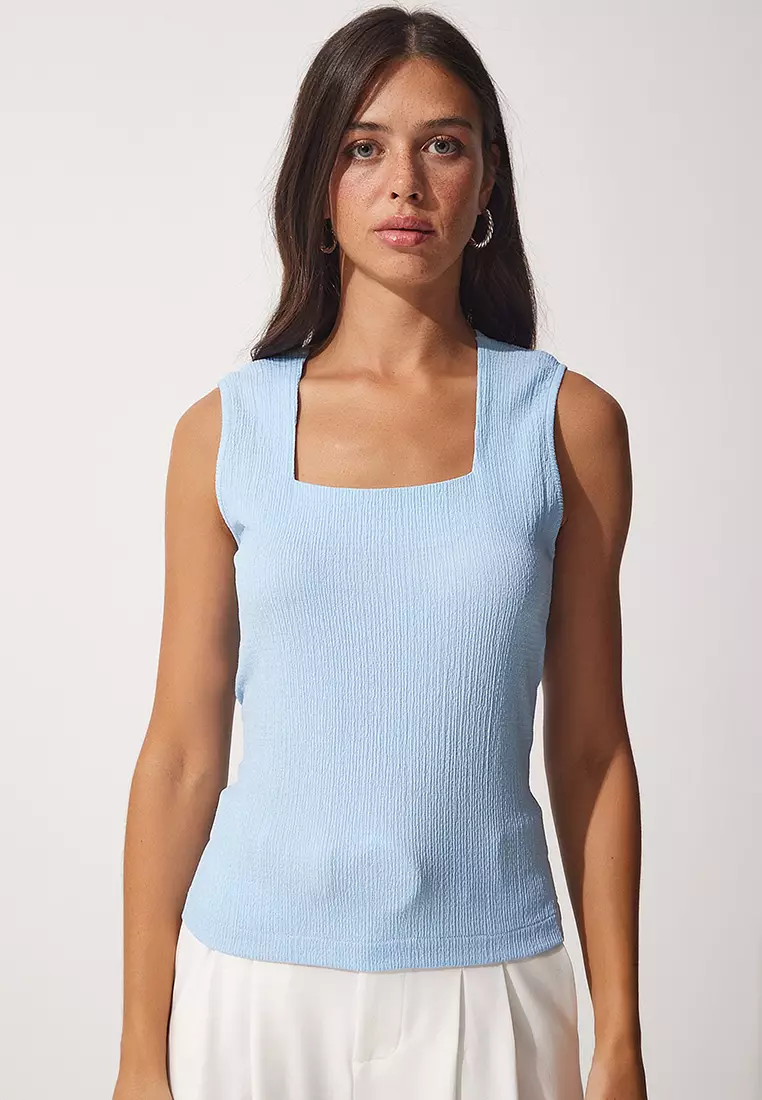Buy Happiness Istanbul Square Collar Knitted Top Online | ZALORA Malaysia