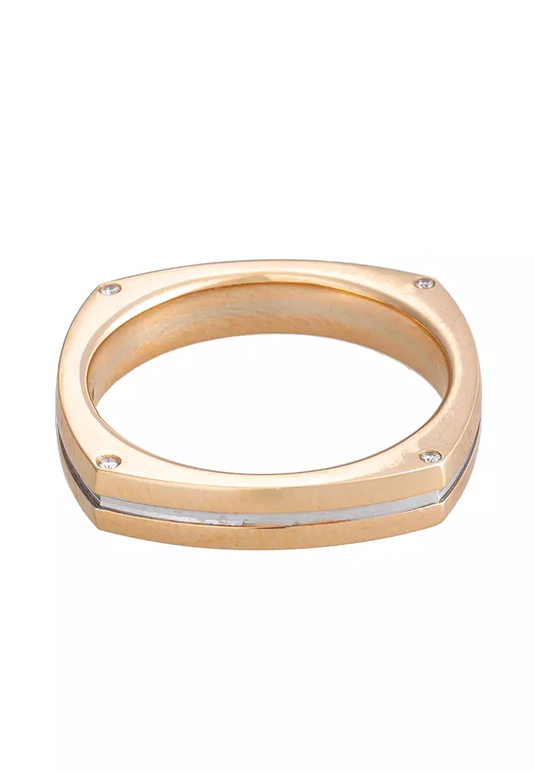 Buy LITZ LITZ 18K White Gold & Rose Gold Diamond Men Ring PJ-MS015M ...