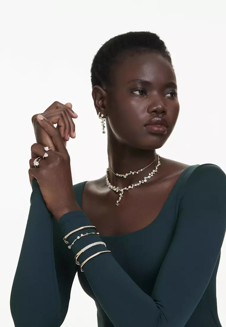 Buy Swarovski Sublima bangle, Snow pavé, White, Gold-tone plated Online ...