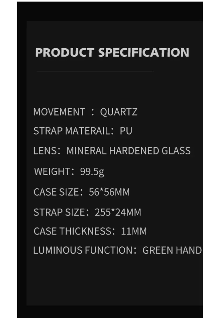 OPCHIC Dual Time Zone Large Dial Compass Quartz Movement Belt Men's ...