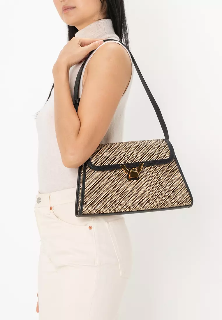 Buy Coccinelle Dew Bicolor Straw Shoulder Bag 2025 Online | ZALORA