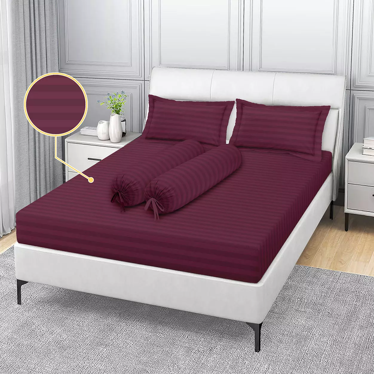 Jual Vito Sprei Fitted King 180x200 Tinggi 40 Microtencel Dobby Stripe ...