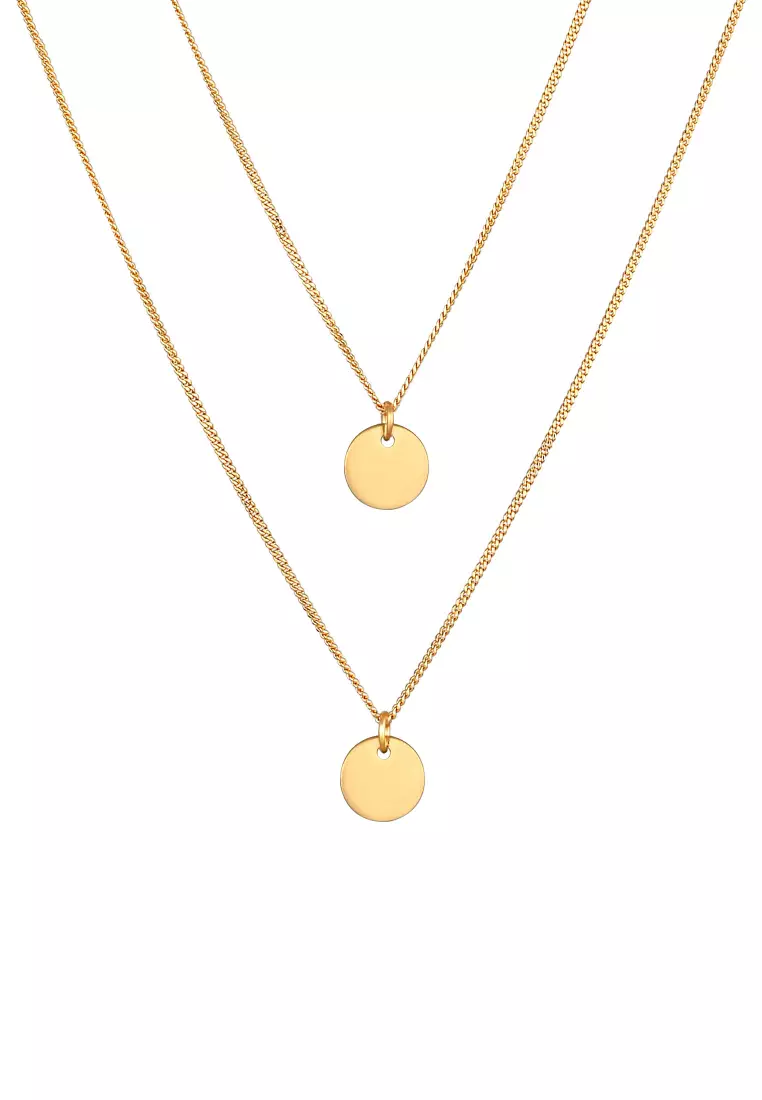 Buy ELLI GERMANY Twin Disc Layering Necklace – Gold-Plated Silver 2026 ...