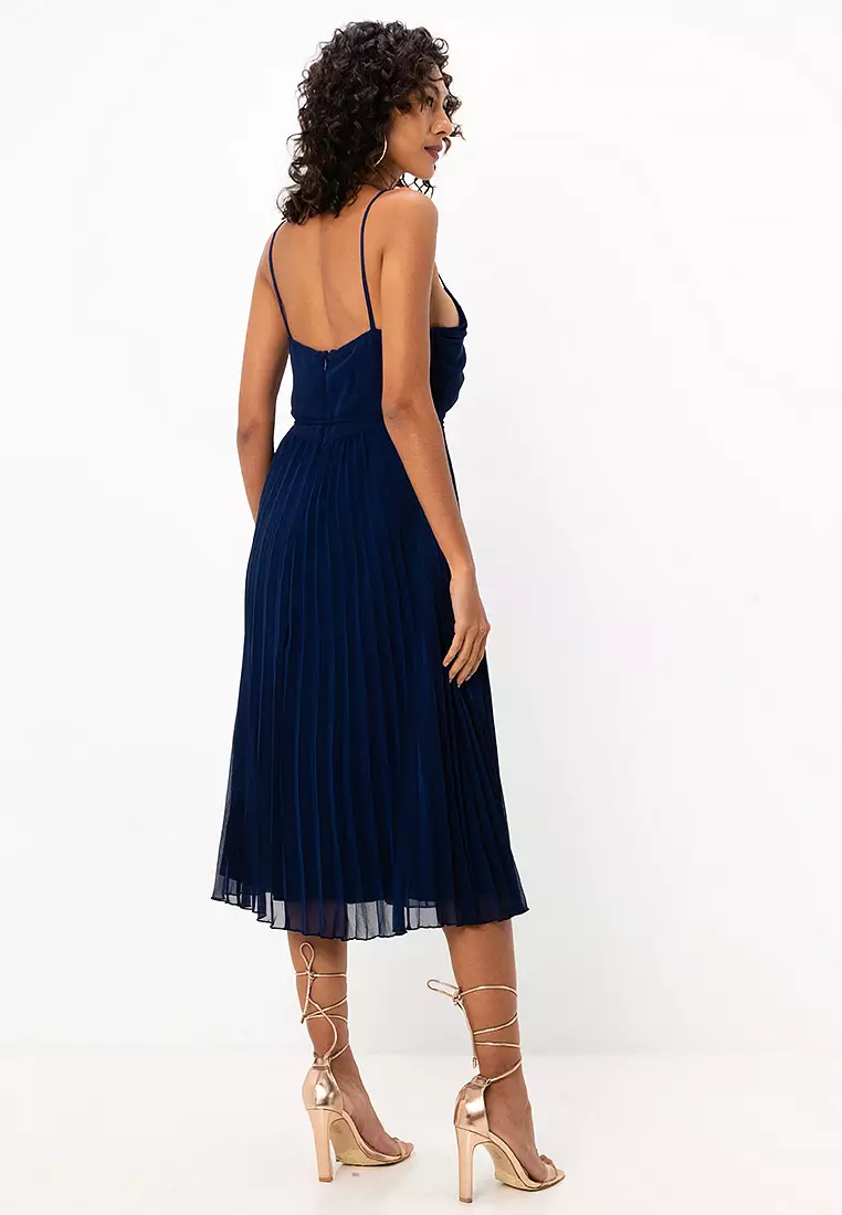 Buy Asos Design Twist Front Pleated Belted Cami Midi Dress 2025 Online