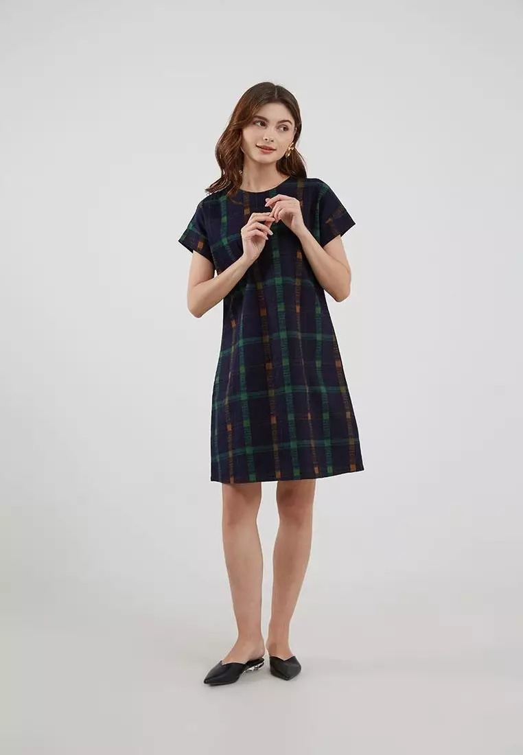 Jual Berrybenka Label Brifita Plaid Dress Navy Original 2025 | ZALORA ...