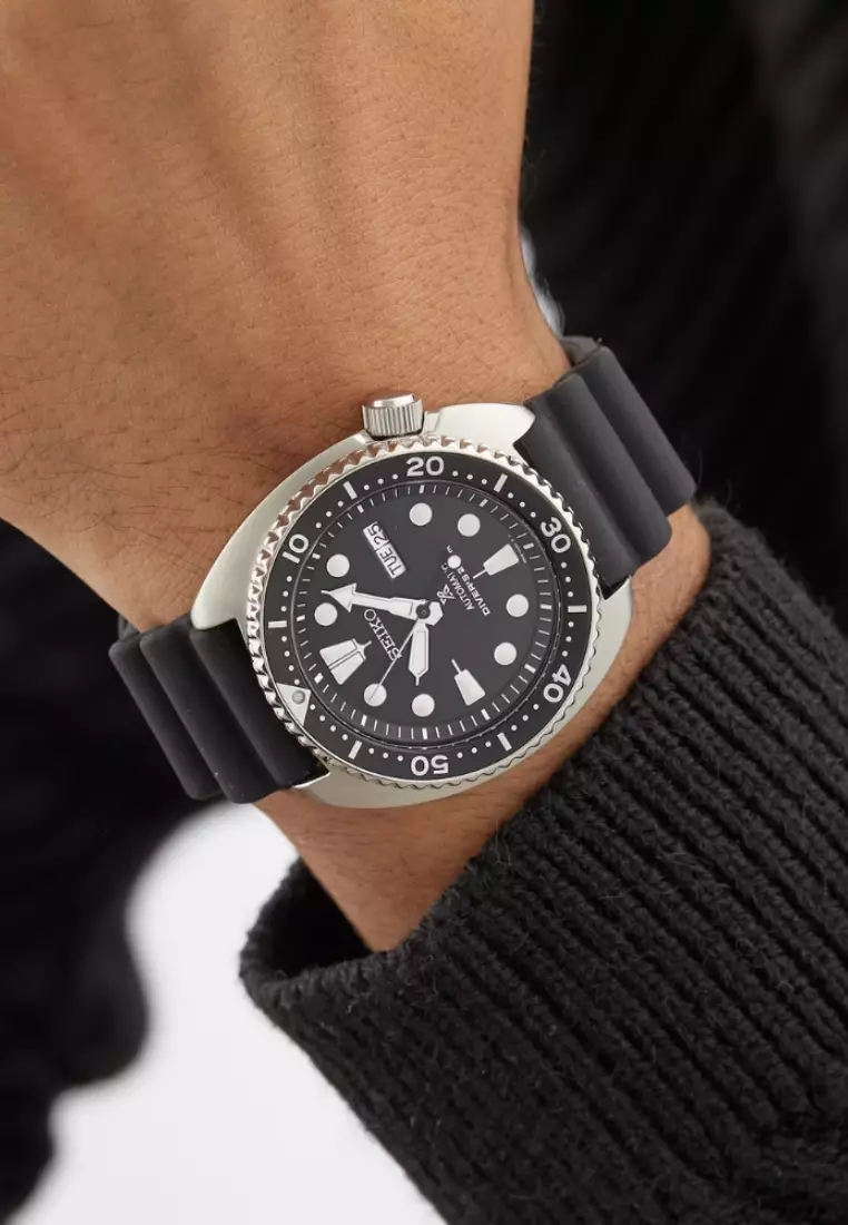Buy Seiko Seiko Prospex 'Turtle' Diver’s 200m Black Dial Black Silicone ...