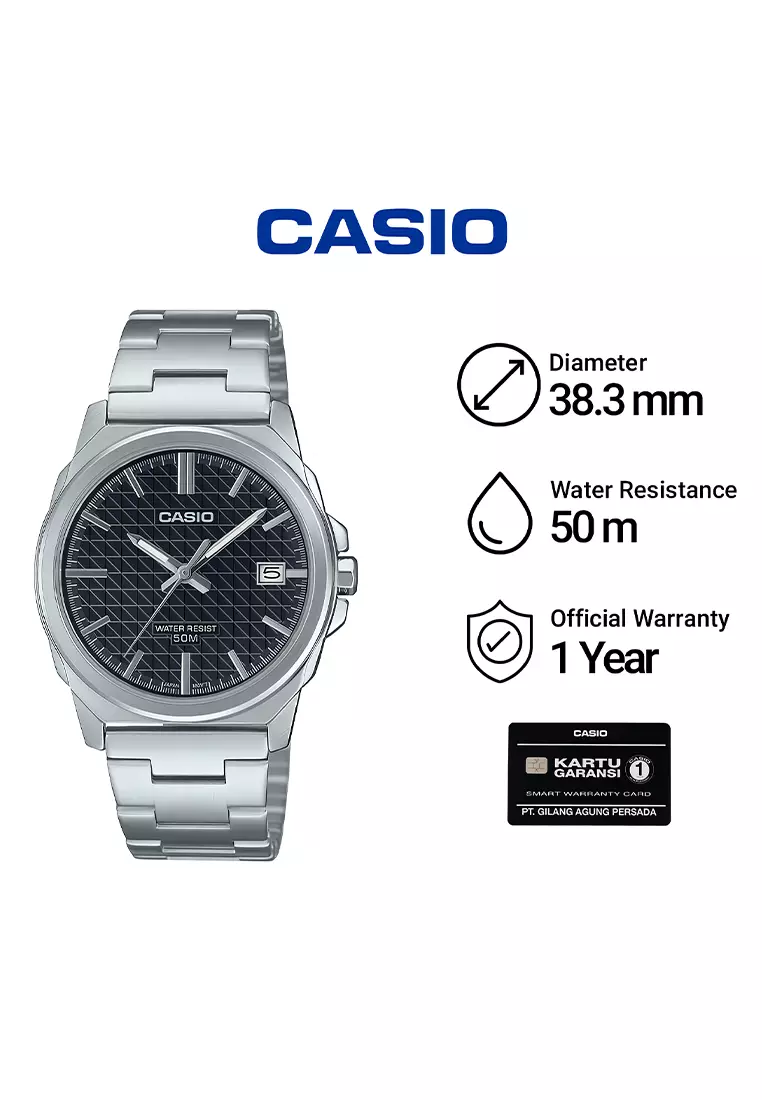Jual Casio Casio Jam Tangan Analog Pria Silver Black Stainless Steel Mtp E720d 1av