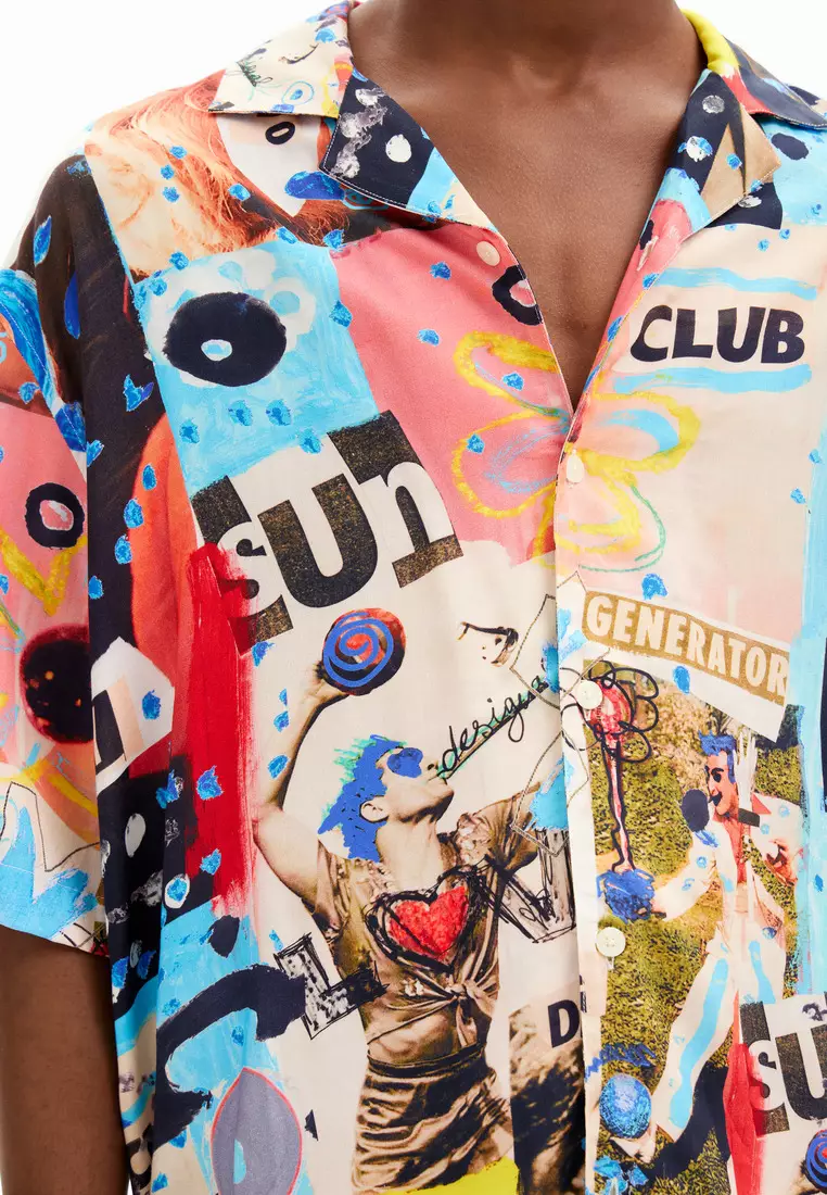 Buy Desigual Desigual Man Flowing collage resort shirt. 2025 Online ...