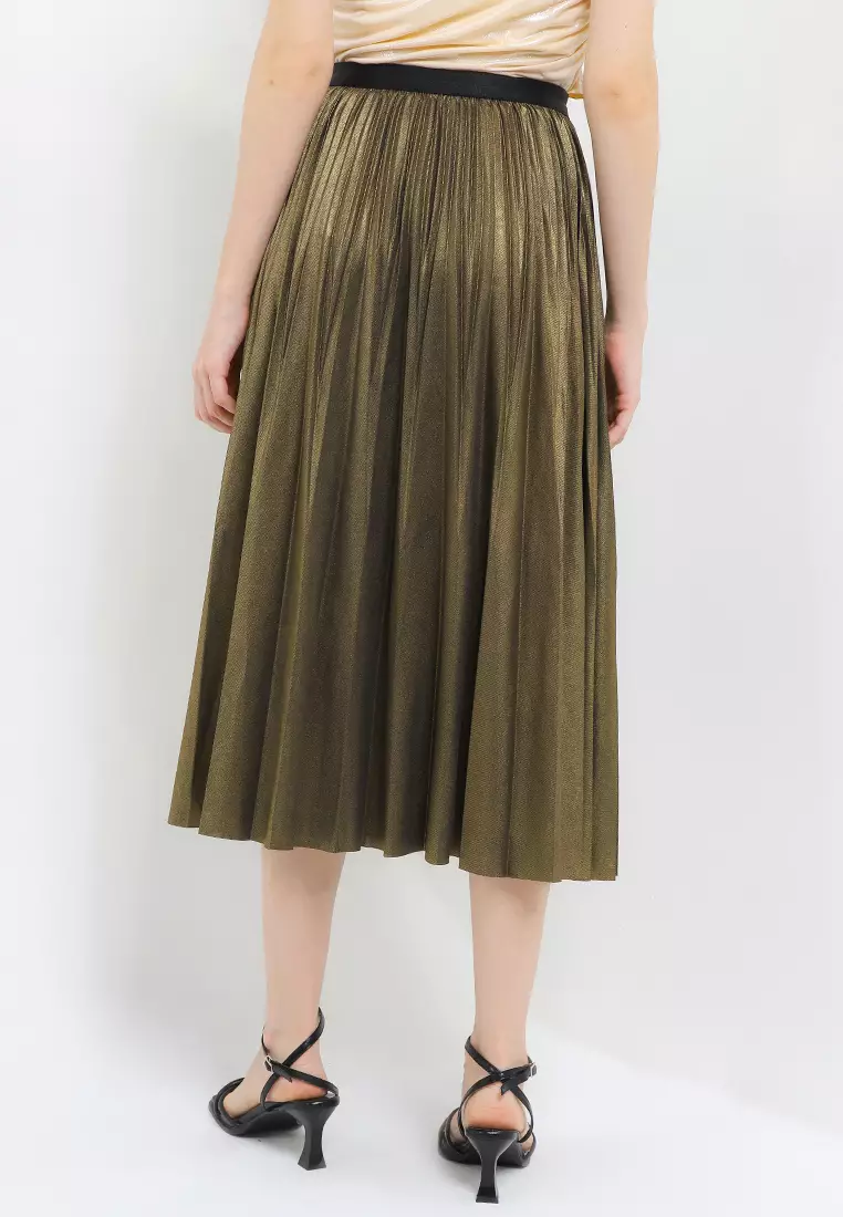 Jual Icons Metallic Midi Pleats Skirt Original 2024 | ZALORA Indonesia