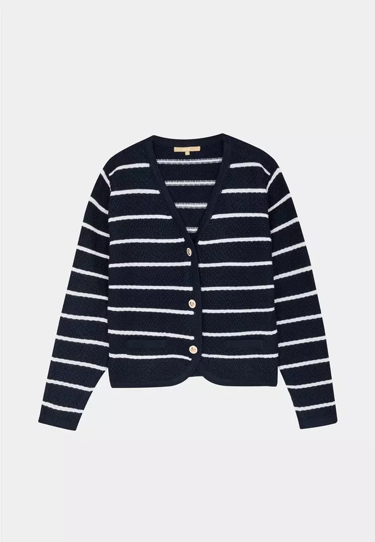 Buy SST&C Dark Blue Stripe Knit Jacket Online | ZALORA Malaysia