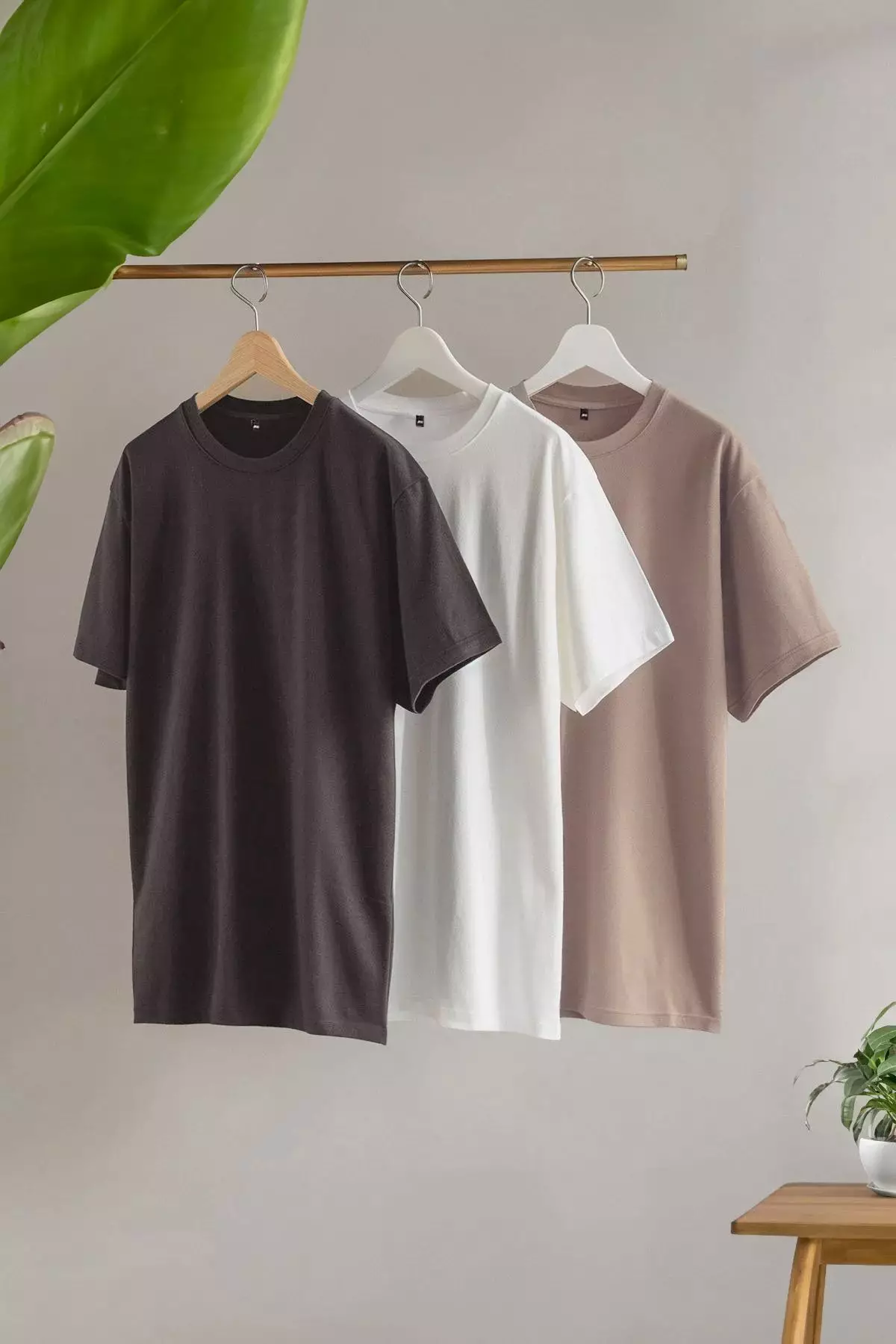 Buy Trendyol White-Anthracite-Mink 3-Pack Slim/Slim Cut Basic 100% ...