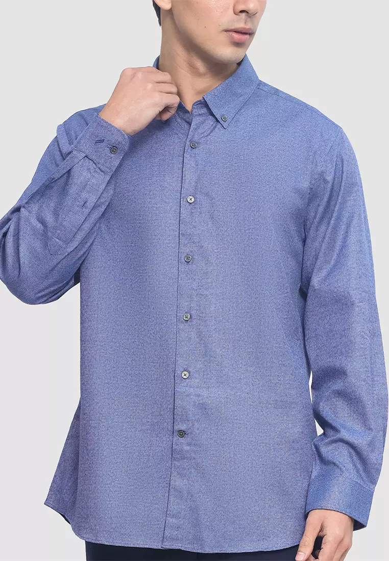 Buy Daniel Hechter Slim Fit Solid Texture Button Down Shirt 2025 Online | ZALORA Philippines