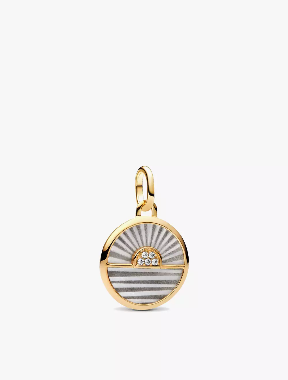 Jual PANDORA Sunrise 14k gold-plated medallion with white bioresin man ...
