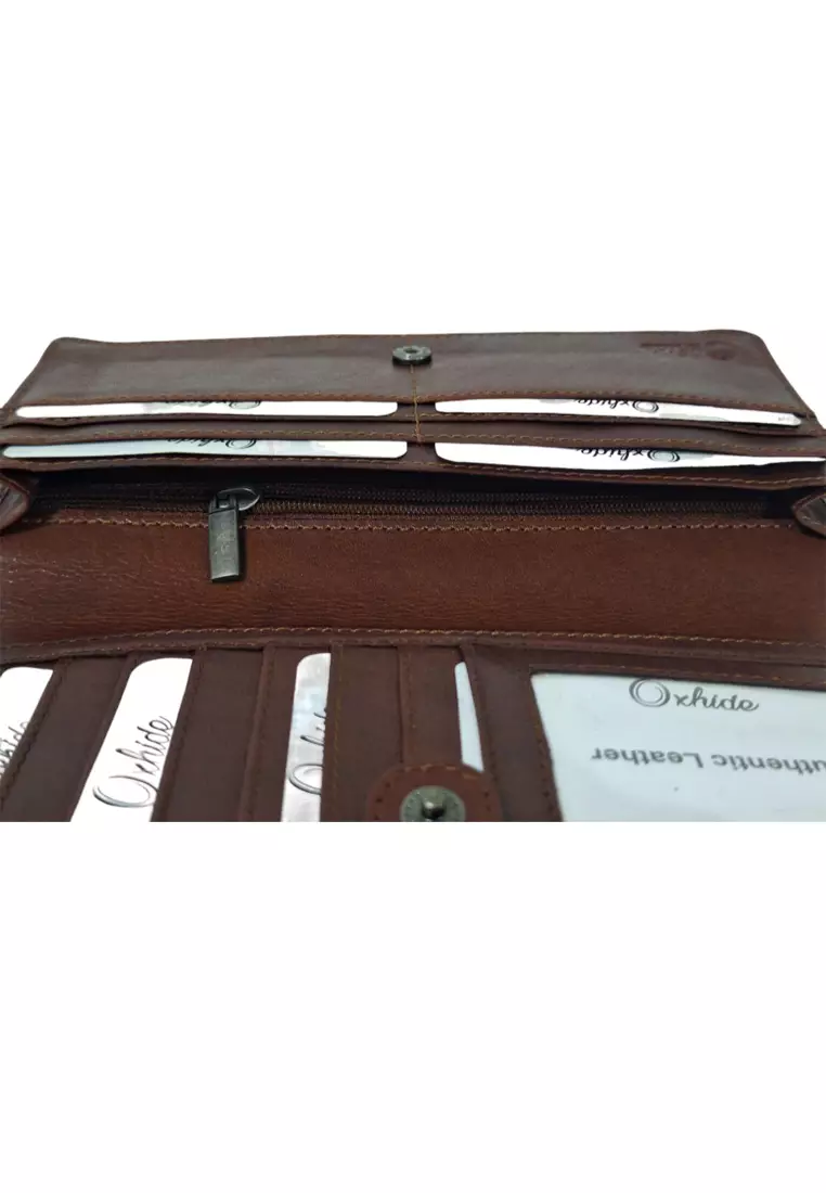 Oxhide Long Genuine Leather Wallet for Men - Brown Wallet - Men Long ...