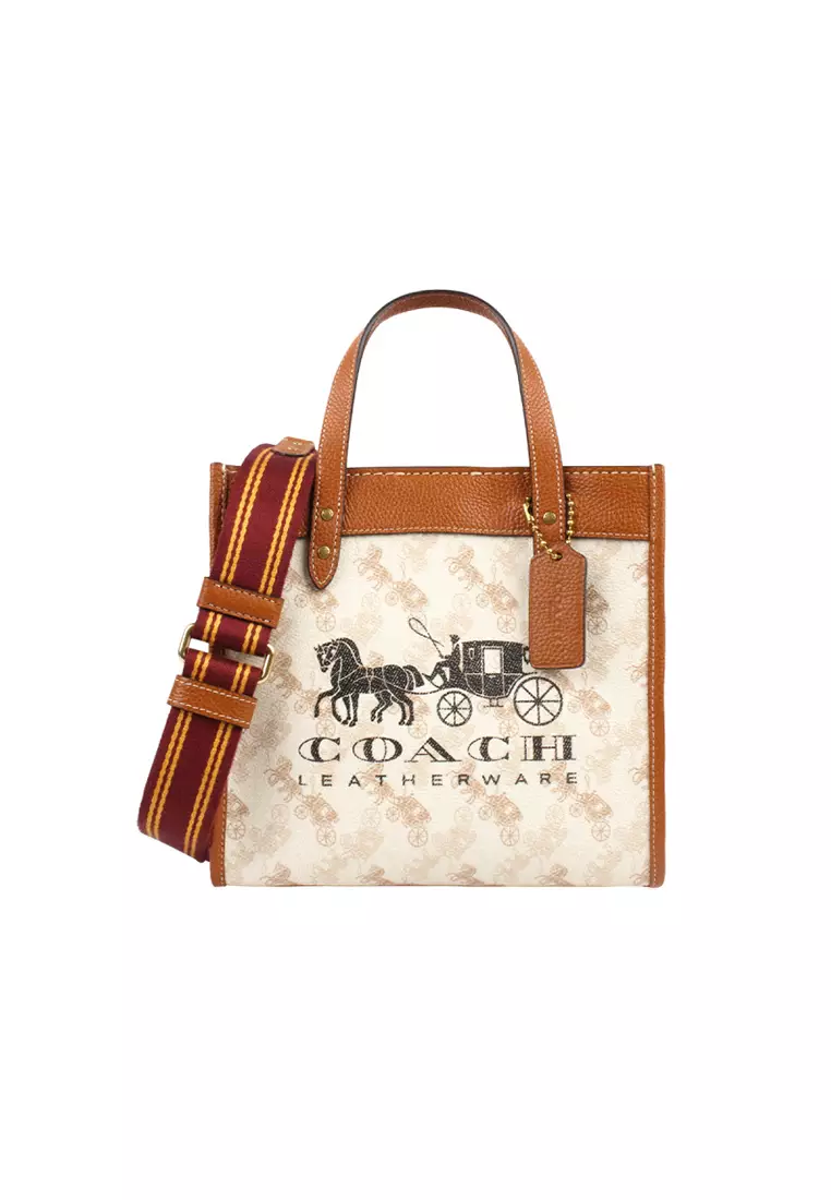 COACH COACH FIELD TOTE 22 Women's White Multi Carriage Pattern Tote ...