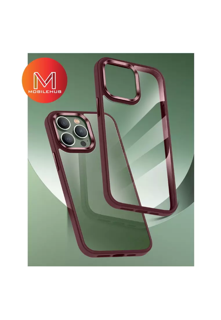 Buy MobileHub iPhone 14 Pro Diamond Bumper Shockproof Case Maroon 2025 ...