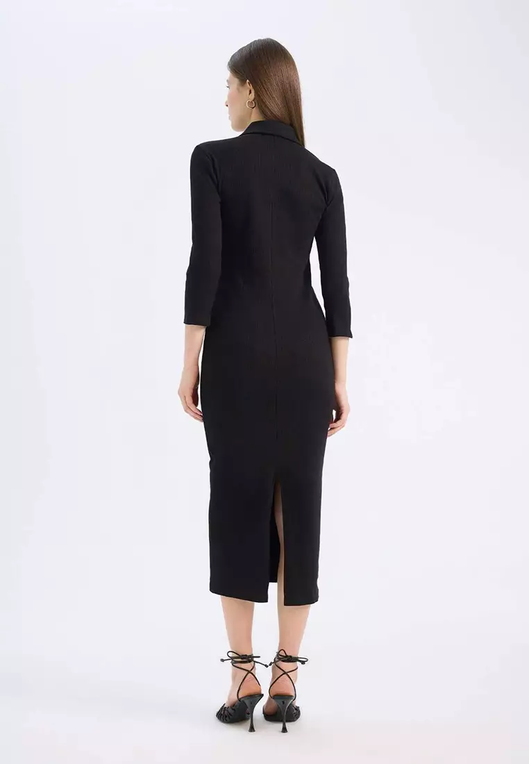Buy DeFacto Bodycon Body-Hugging Polo Neck Ribbed Camisole Half Sleeve ...