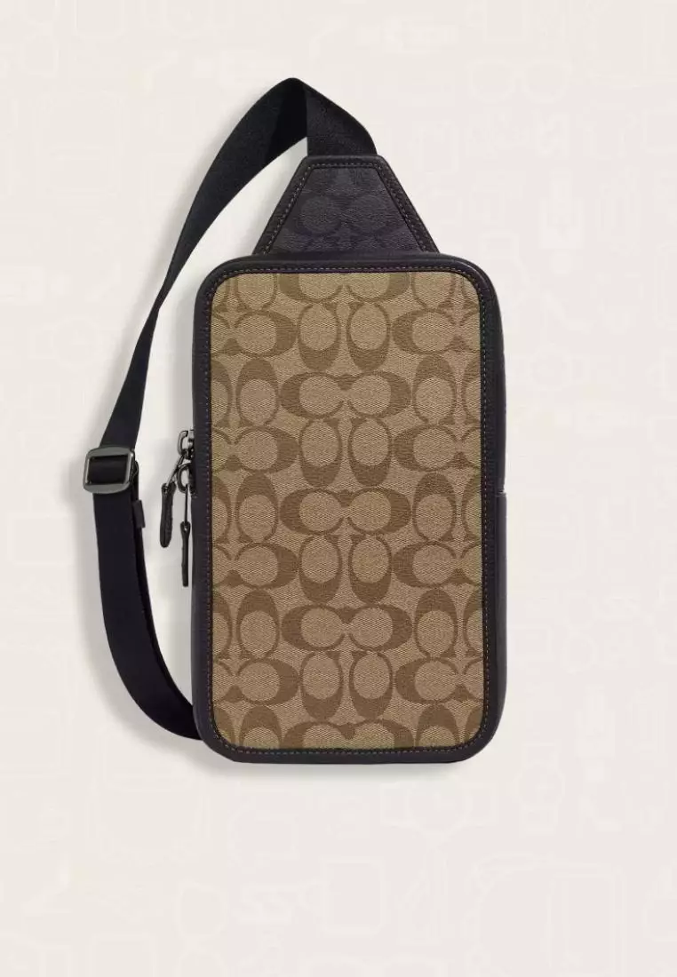 Jual Coach Coach Sullivan Pack In Blocked Signature Canvas Khaki ...