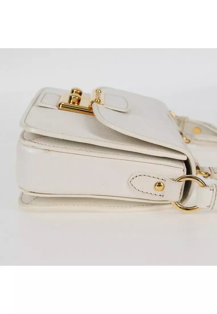 Buy MIU MIU Pre-Loved Miu Miu White Leather Madras 2025 Online | ZALORA Philippines
