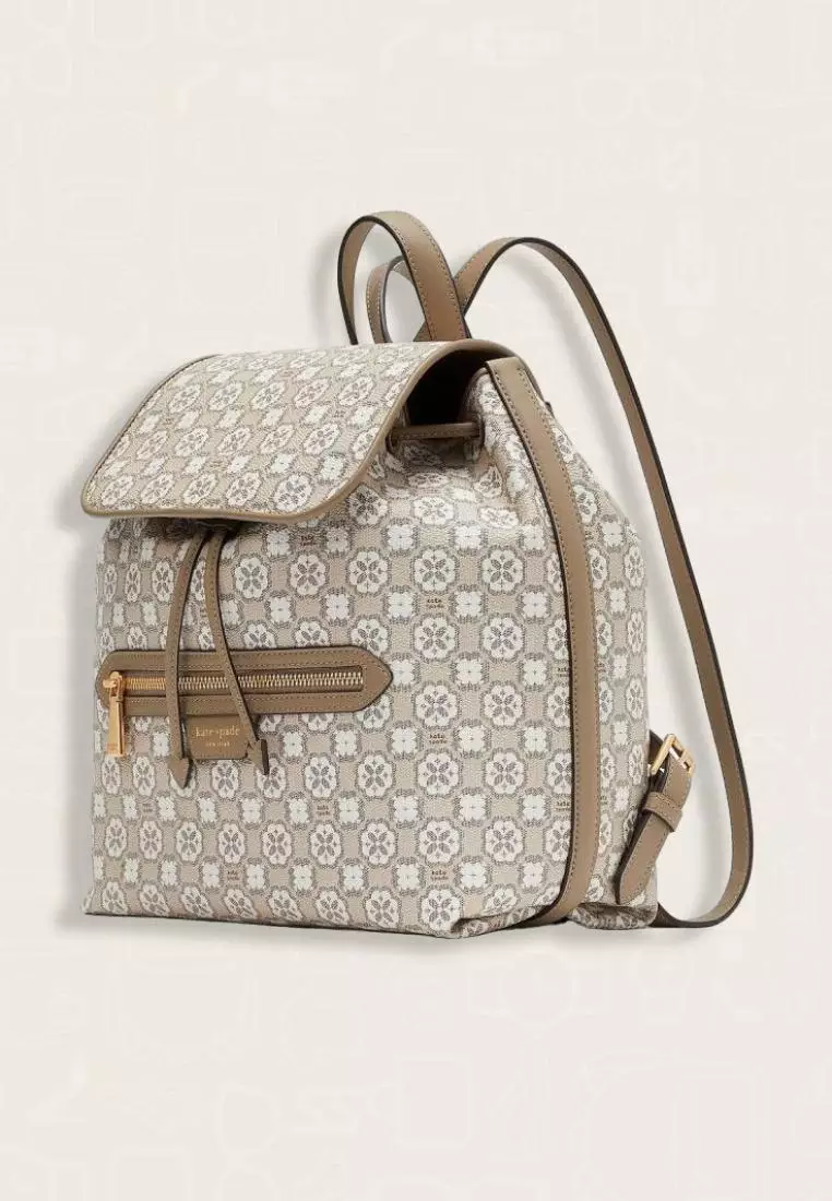 Jual Kate Spade Kate Spade Flower Monogram Mia Flap Backpack Natural ...