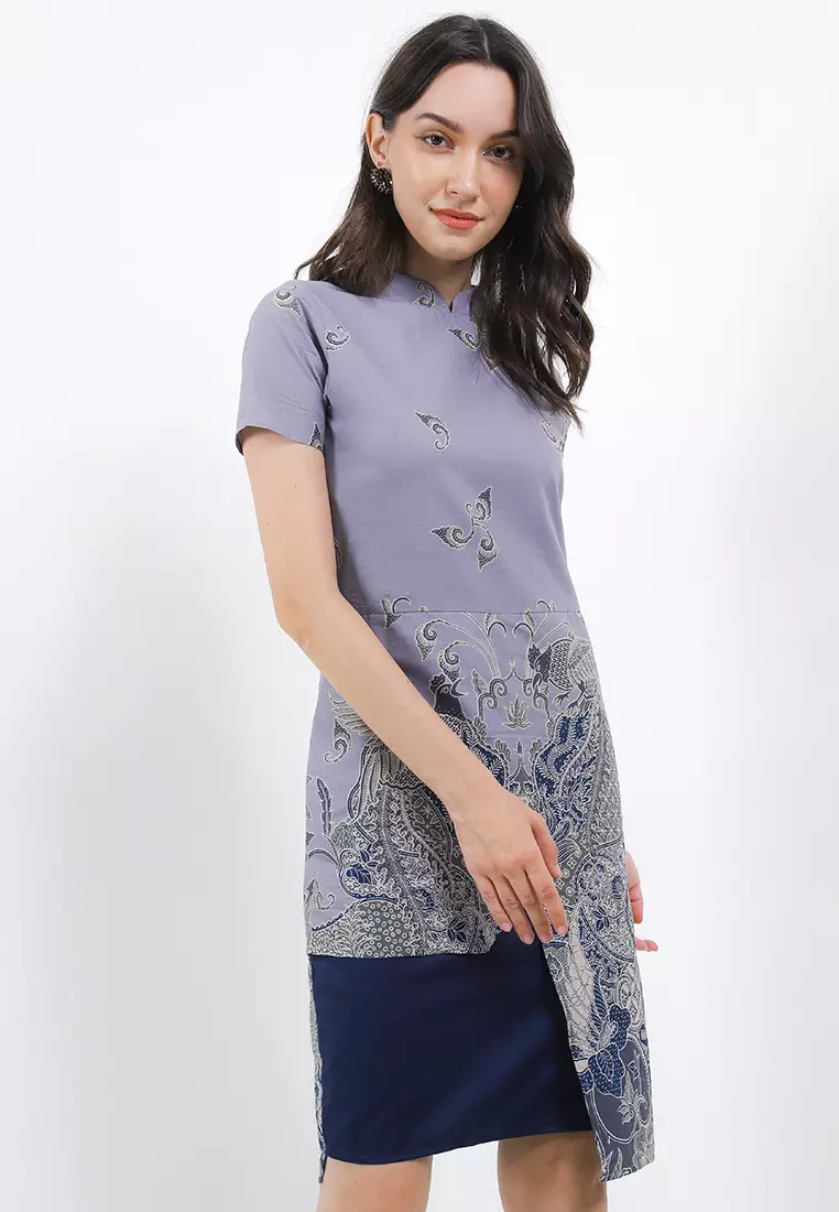 Jual Rianty Batik Dress Batik Wanita Ethania Grey Original 2026 ...