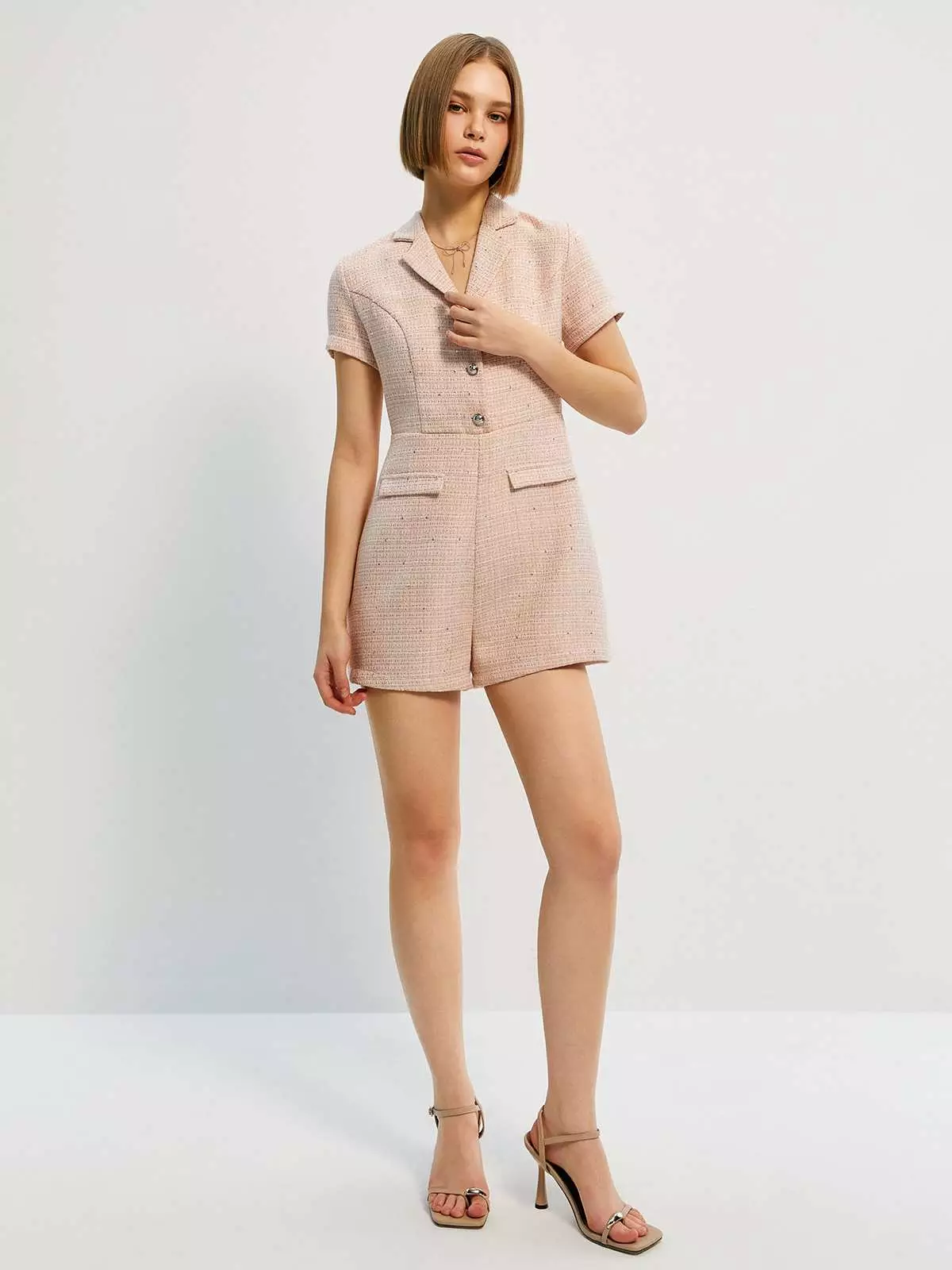 Jual POMELO FASHION Button Tweed Romper - Pink Original 2025 | ZALORA ...