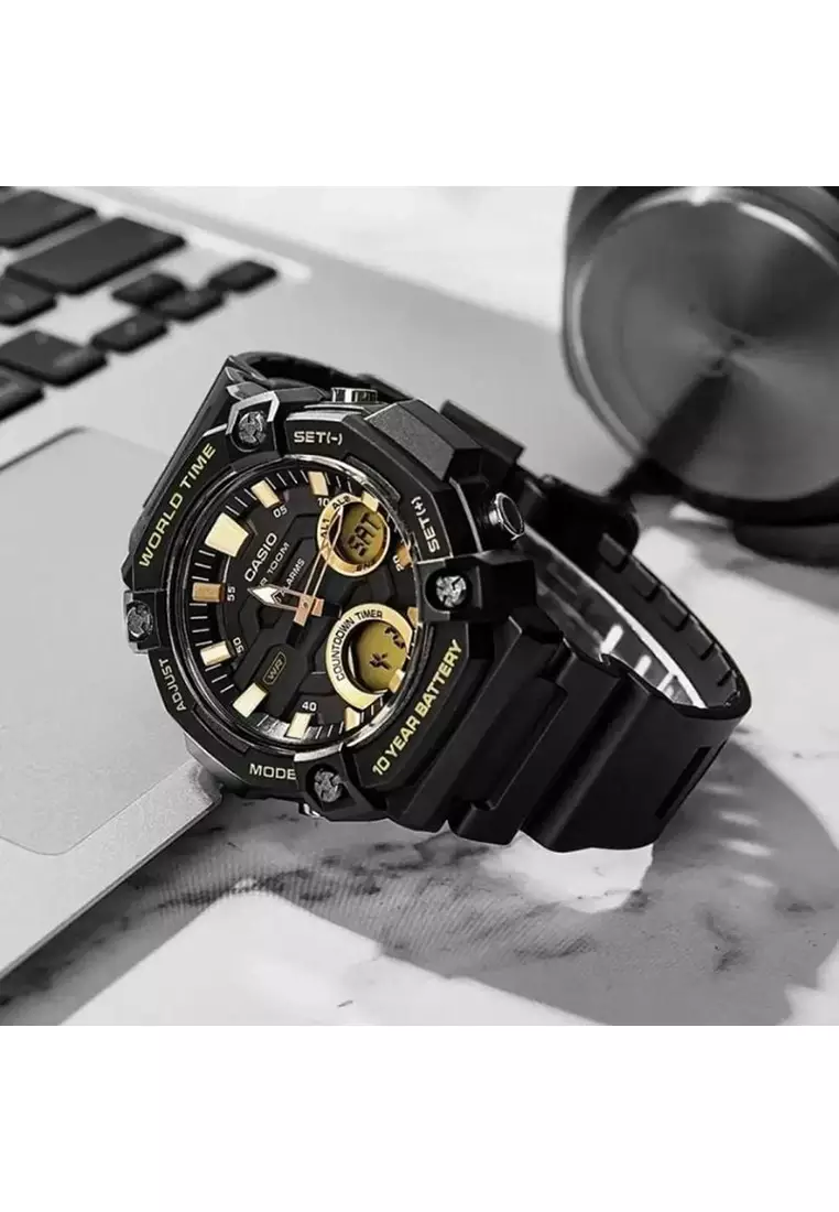 Casio Men Analog-Digital Watch AEQ-120W-9AV Black Resin Strap 2024 | Buy Casio Online | ZALORA ...