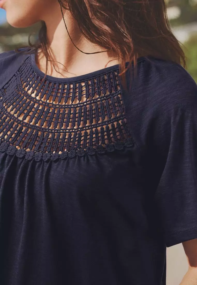 NEXT Short Sleeve Crochet Bubblehem Top 2025 | Buy NEXT Online | ZALORA ...