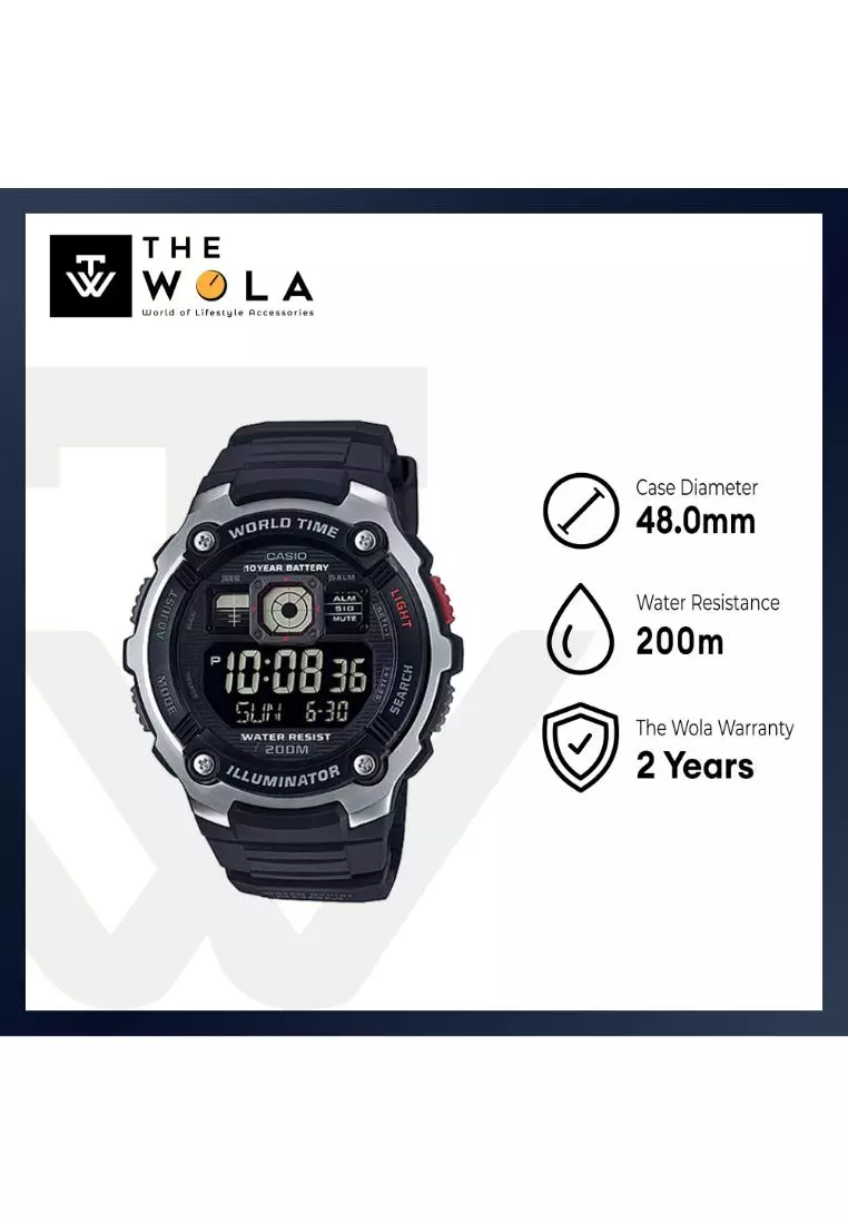 Casio Men Digital Watch AE-2000W-1BV Black Resin Strap 2025 | Buy Casio Online | ZALORA Hong Kong
