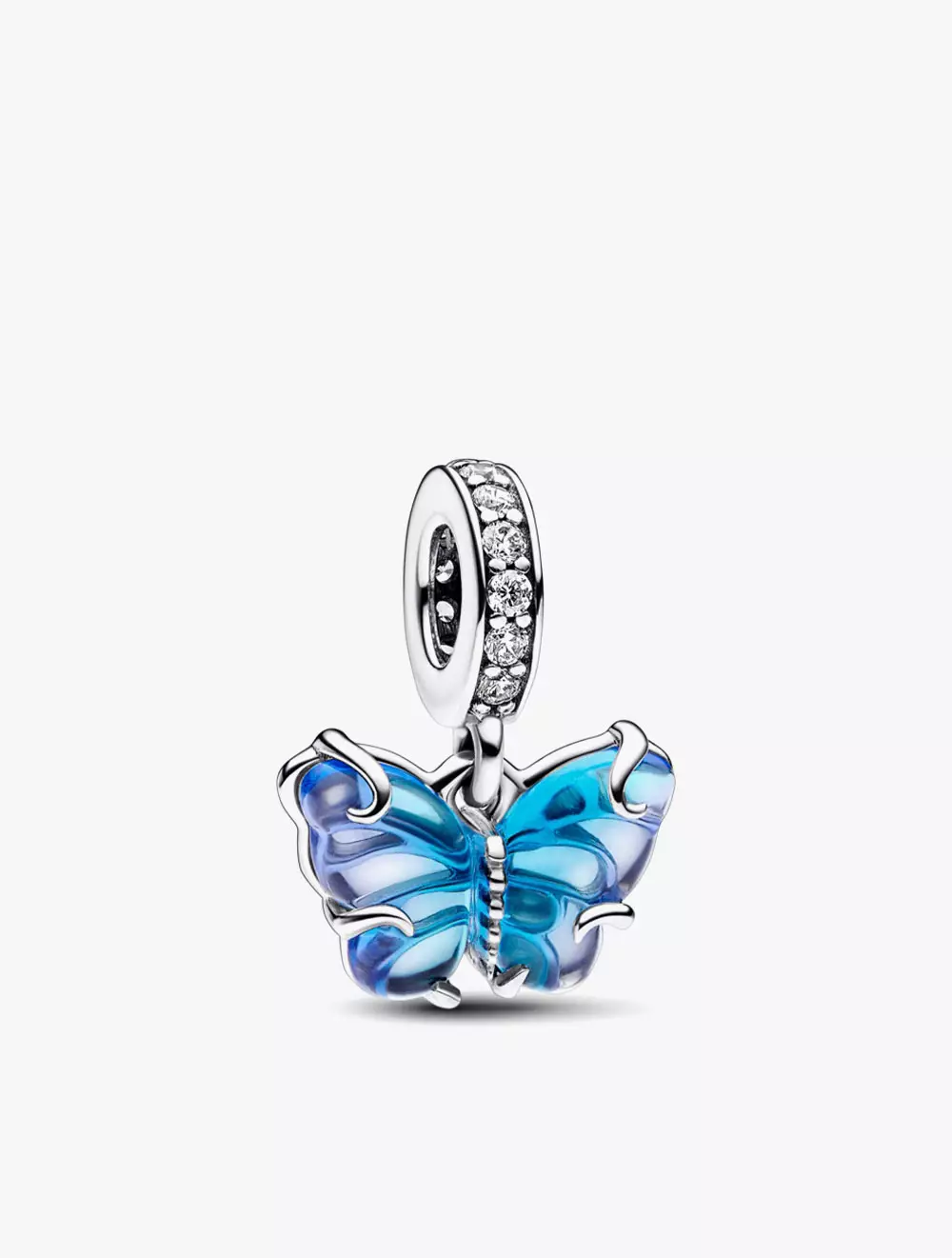 Jual PANDORA Blue Murano Glass Butterfly Dangle Charm - Silver Original ...