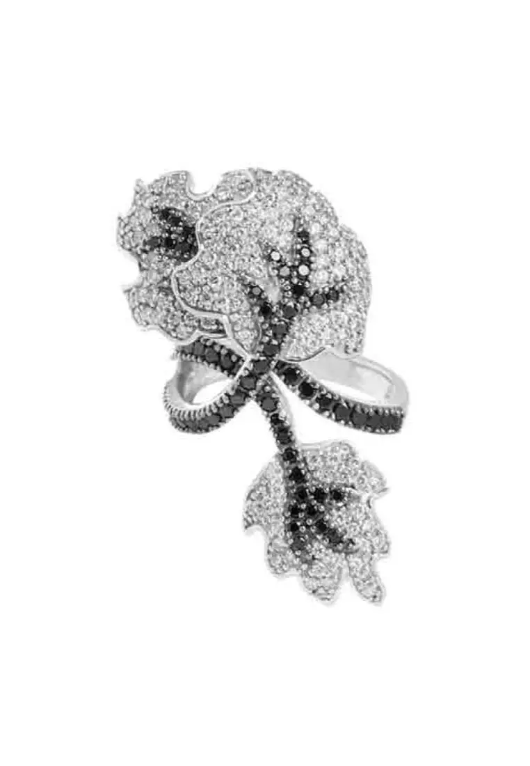Buy Arte Madrid Dark Allure Melissa Black Leaves Ring Online | ZALORA Malaysia