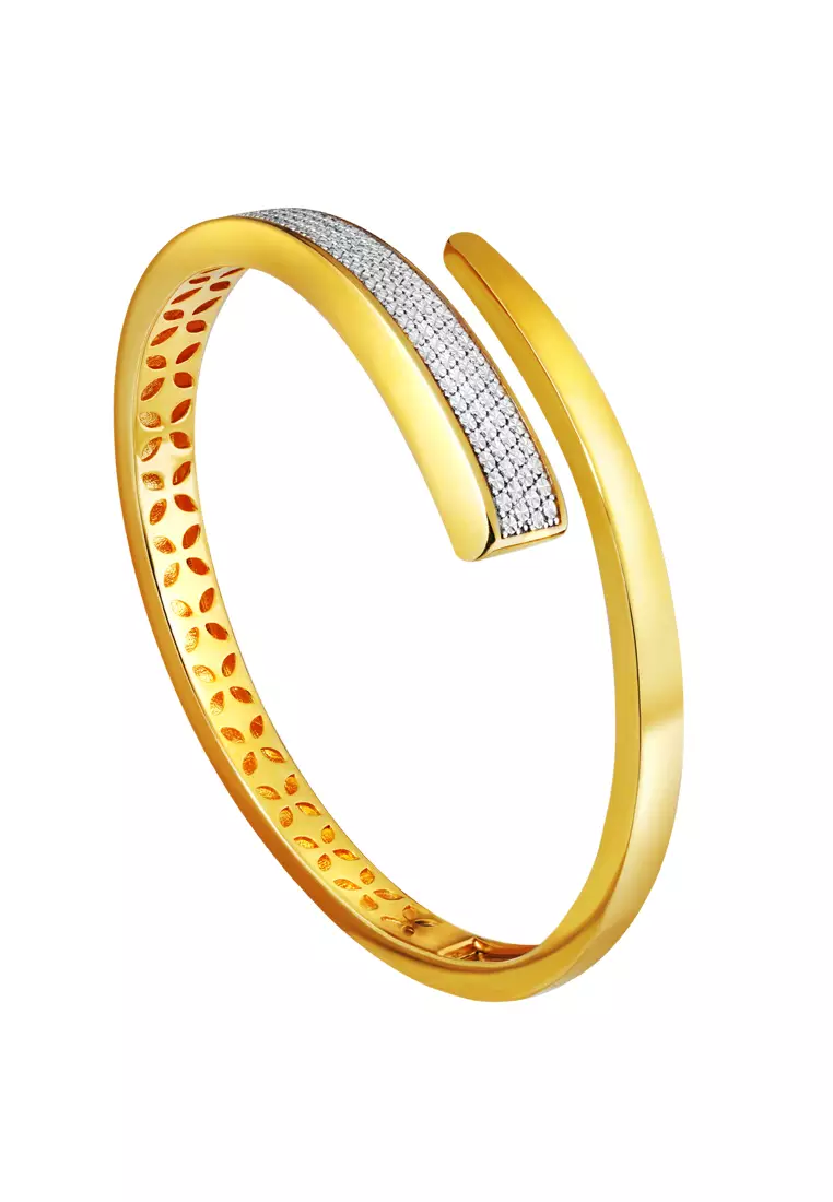 TOMEI TOMEI Anastasia Dual-Tone Extended C-Shape Bangle, Yellow Gold ...