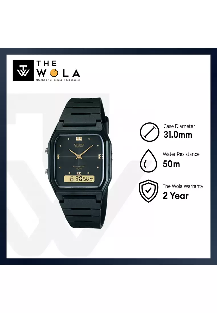 Casio Men Analog-Digital Watch AW-48HE-1AV Black Resin Strap 2025 | Buy ...