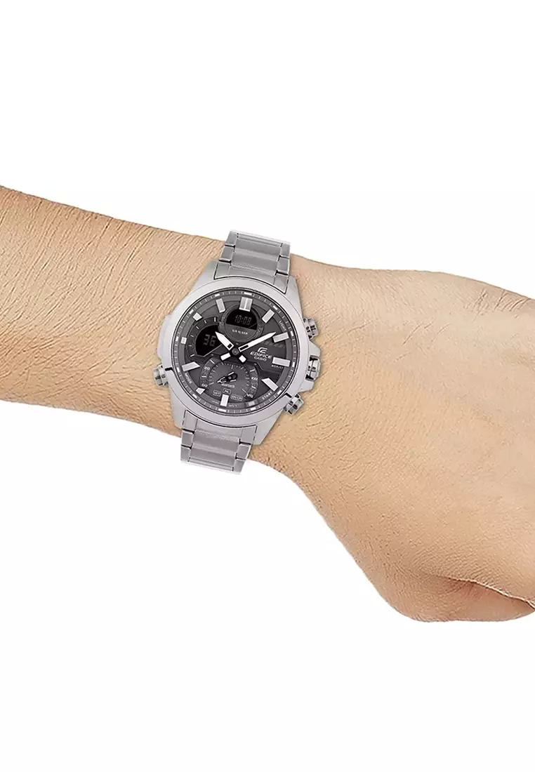 線上選購 EDIFICE Men's Analog-Digital Watch ECB-30DC-1BDF w. Bluetooth Grey Stainless Steel Strap ...