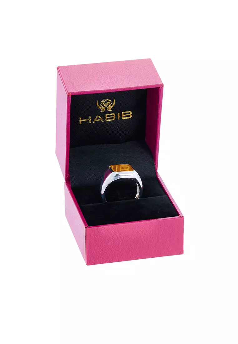 Buy HABIB HABIB Square Tiger Eyes Men's Ring in 925 Silver Palladium ...