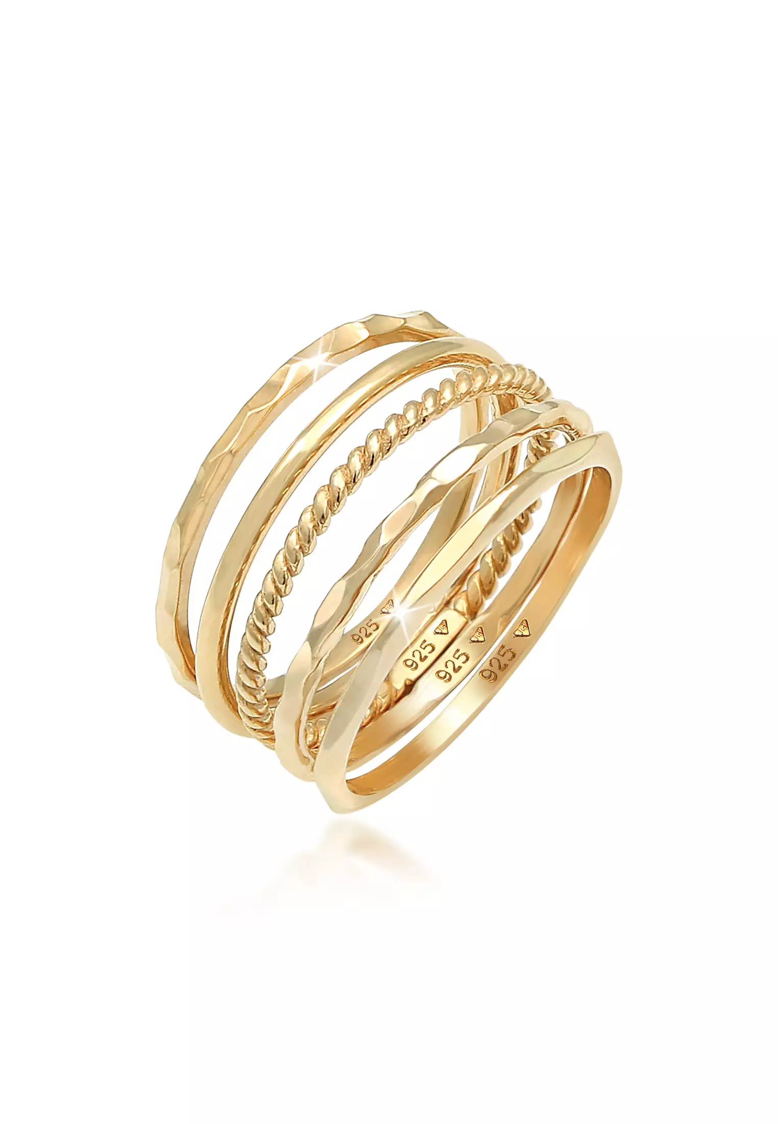 Buy Elli Germany Ring Set Stacking Minimalist Trend Blogger Basic Gold ...