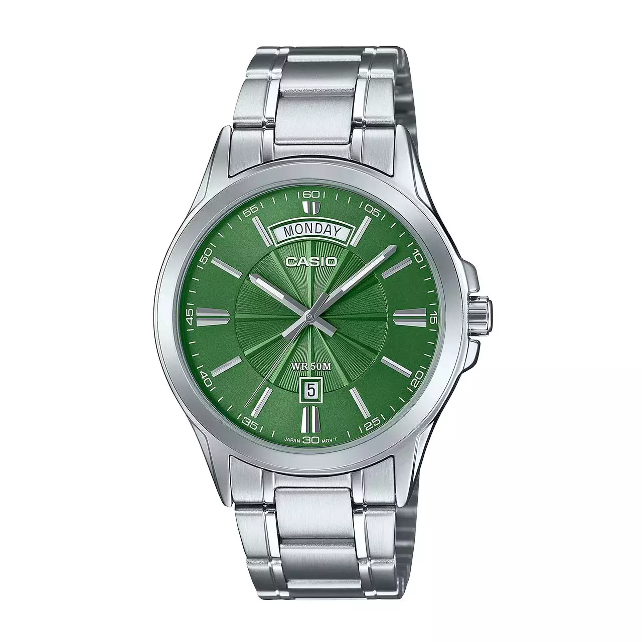 Jual Casio Casio Jam Tangan Pria - Silver Green - Stainless Steel - MTP ...