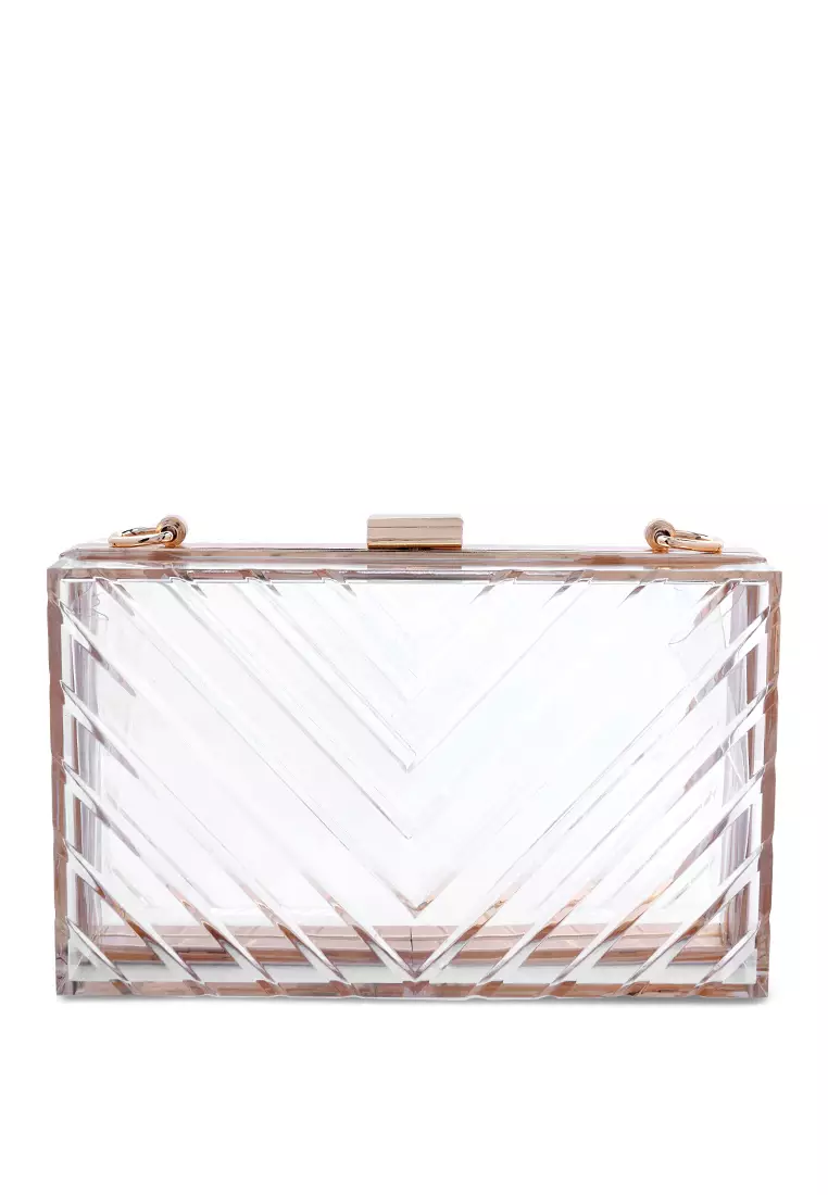 Buy London Rag Transparent Chevron Pattern Clear Clutch Bags Online ...