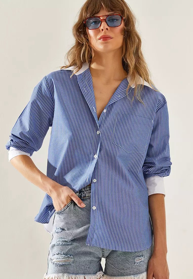 Buy Bianco Lucci Back Garni Detail Boyfriend Shirt 4449 2024 Online ...