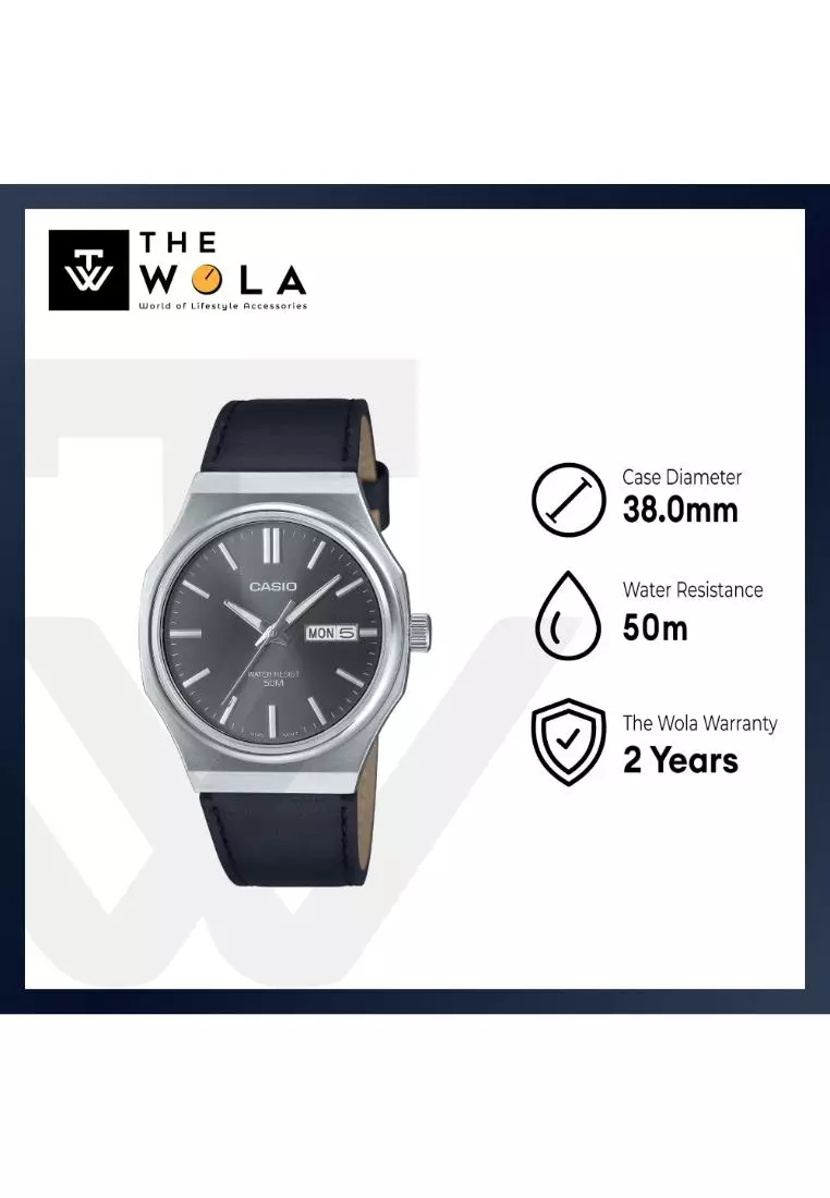 Buy CASIO MTP-E735L-8AV Men Analog Watch Black Leather Band 2026 Online | ZALORA
