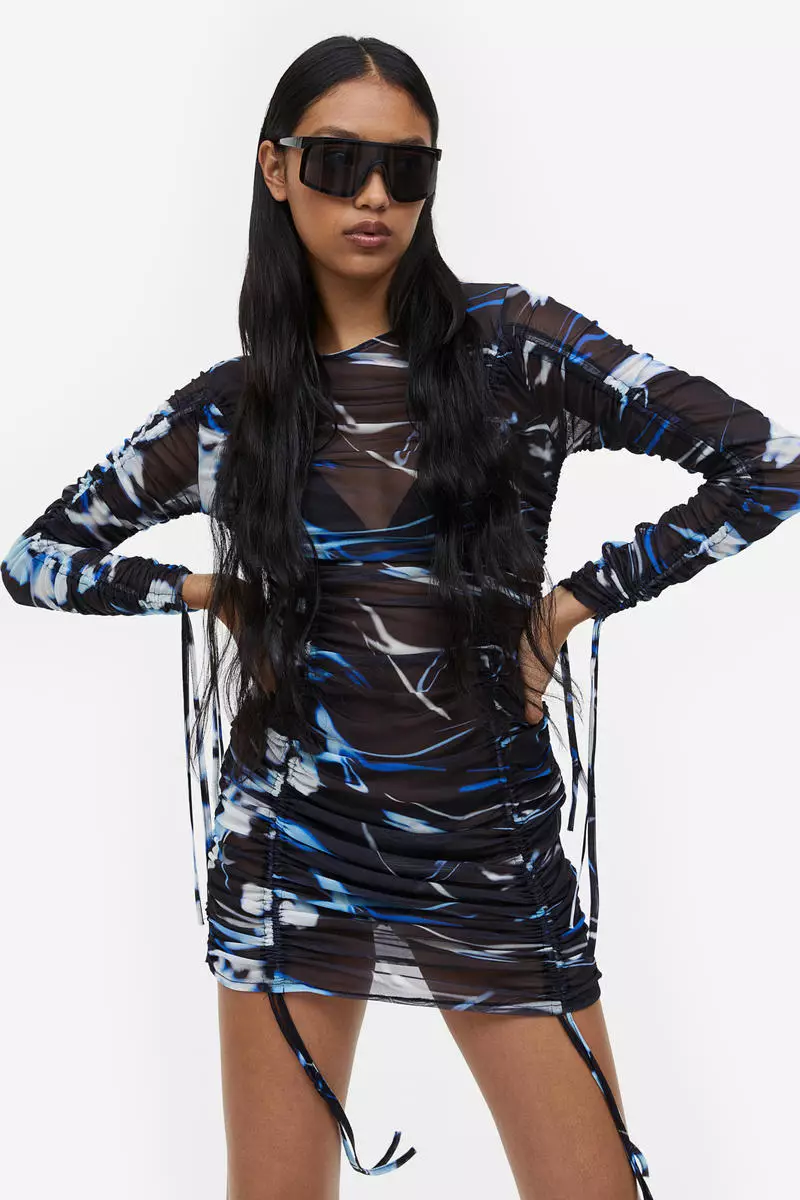 Buy H&m Drawstring-detail Mesh Dress Online | Zalora Malaysia