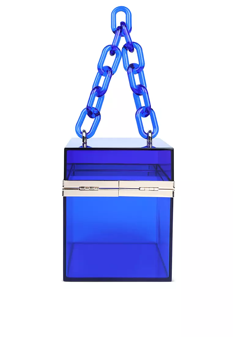Buy London Rag Blue Cuboid Clear Box Clutch Bag Online | ZALORA Malaysia