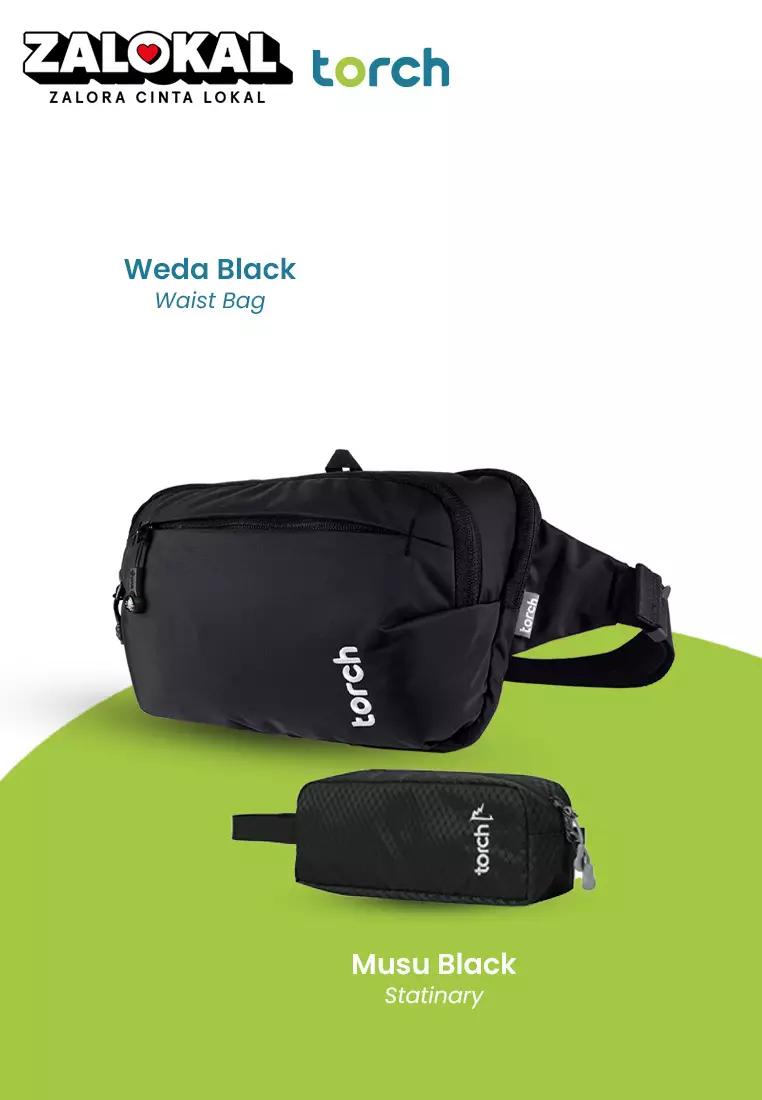 Jual TORCH.ID Torch Weda Black Waist Bag + Free Gift Musu Black ...