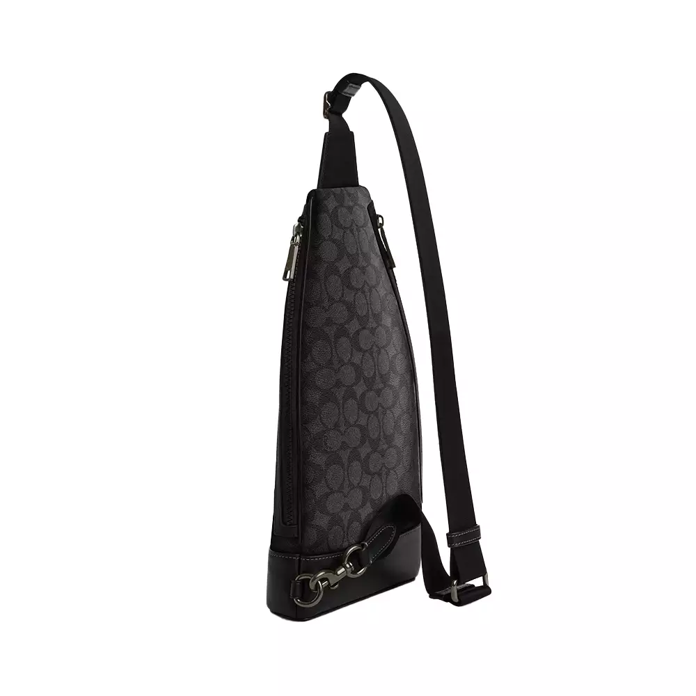 Jual Coach Dominic Sling Bag Signature Charcoal Black Original 2025 ...