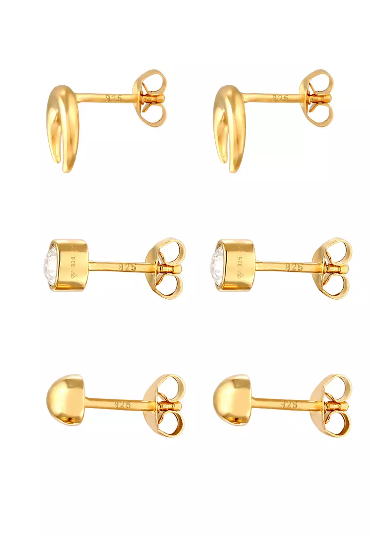 Buy ELLI GERMANY Swarovski® Crystal Moon Earring Set – Gold-Plated ...