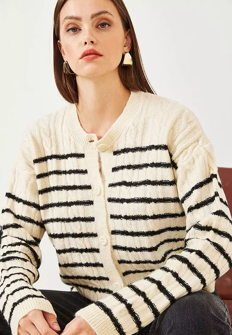 Buy Bianco Lucci Striped Knitted Cardigan Online | ZALORA Malaysia