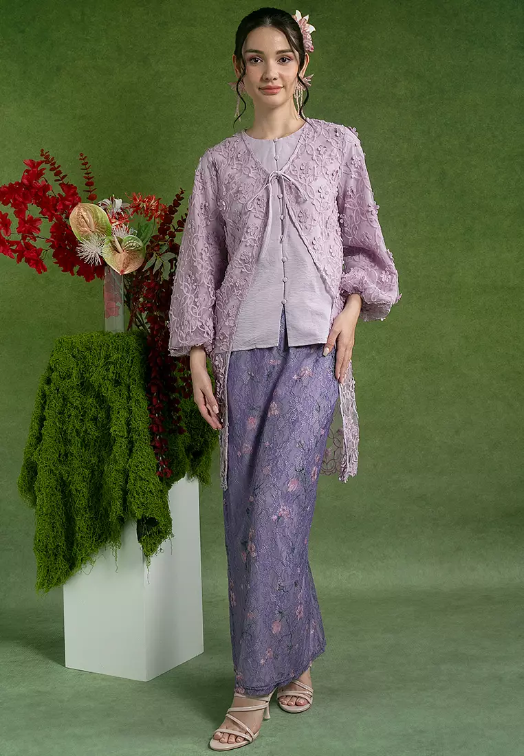Buy Lubna Qaseh Lace Long Kebaya Set 2026 Online | ZALORA Philippines